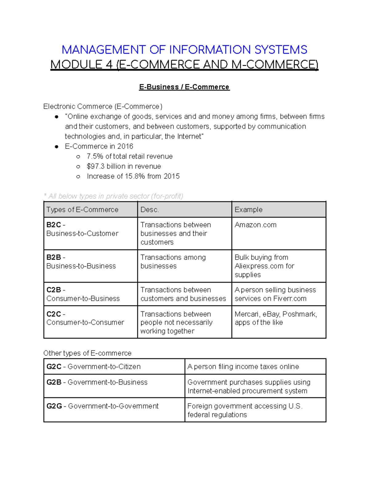 MGT INFO SYS MOD 4 - Lecture notes Module 4 - MANAGEMENT OF INFORMATION ...