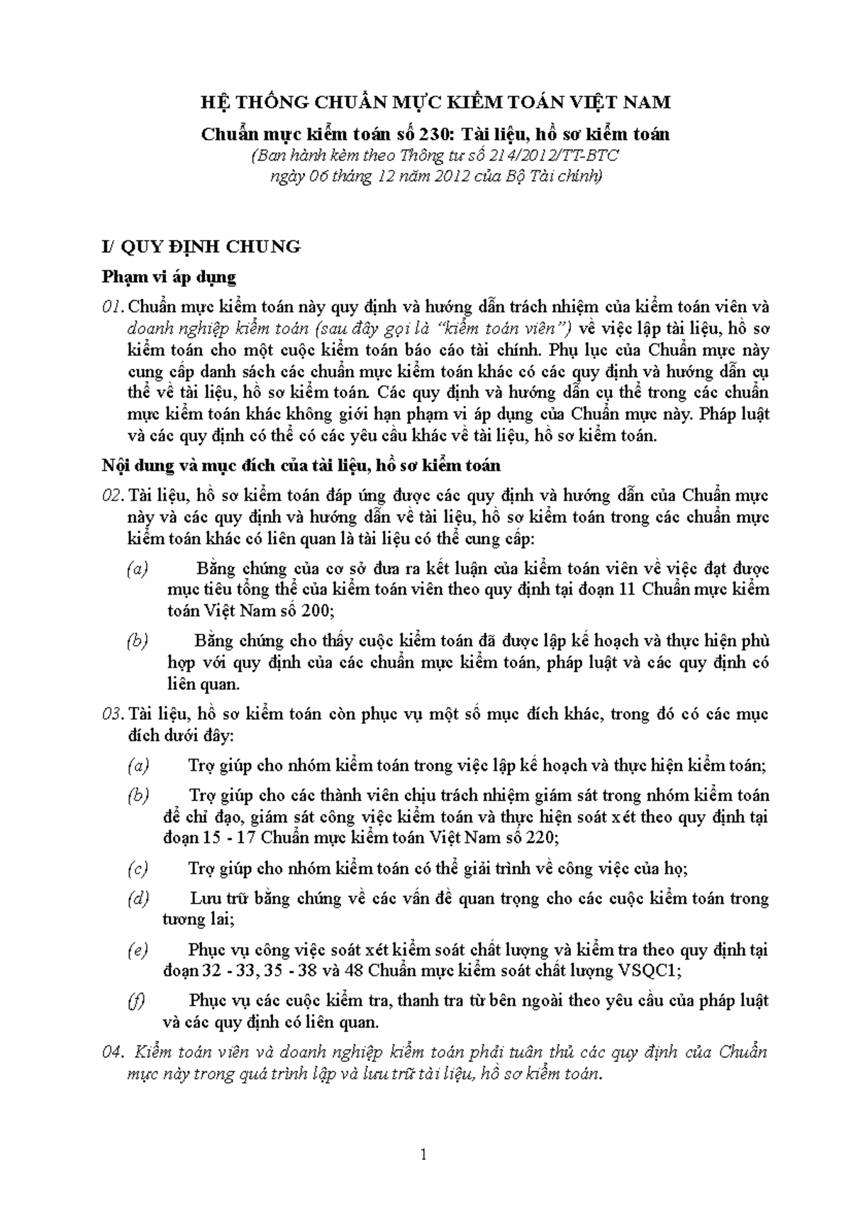 4.CMKT so 230 (26 - chuan muc kiem toan - HỆ THỐNG CHUẨN MỰC KIỂM TOÁN VIỆT NAM Chuẩn mực kiểm ...