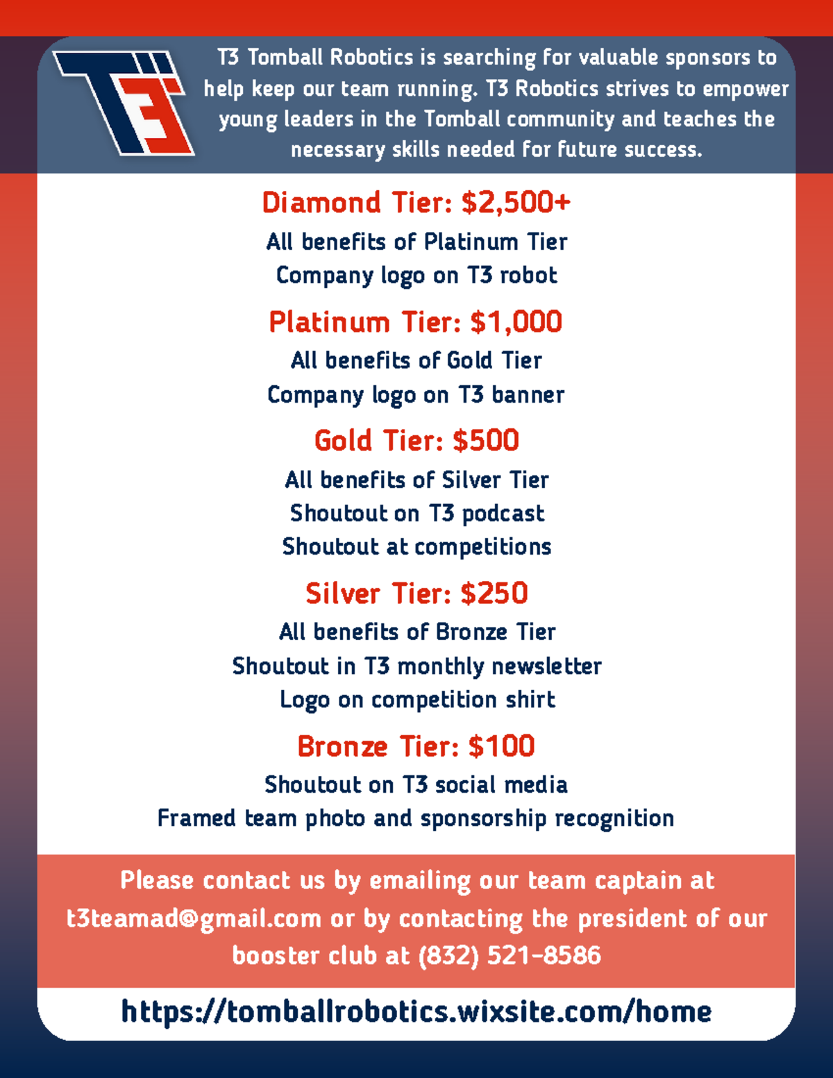Sponsorship Forms - sdf - tomballrobotics.wixsite/home T3 Tomball ...
