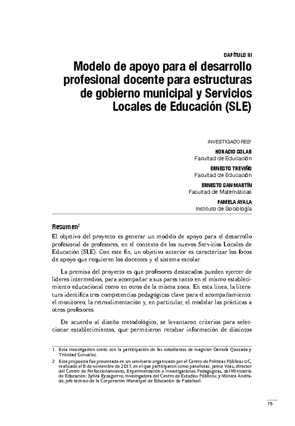 Modelo de apoyo para el desarrollo profesional docente para estructuras ...