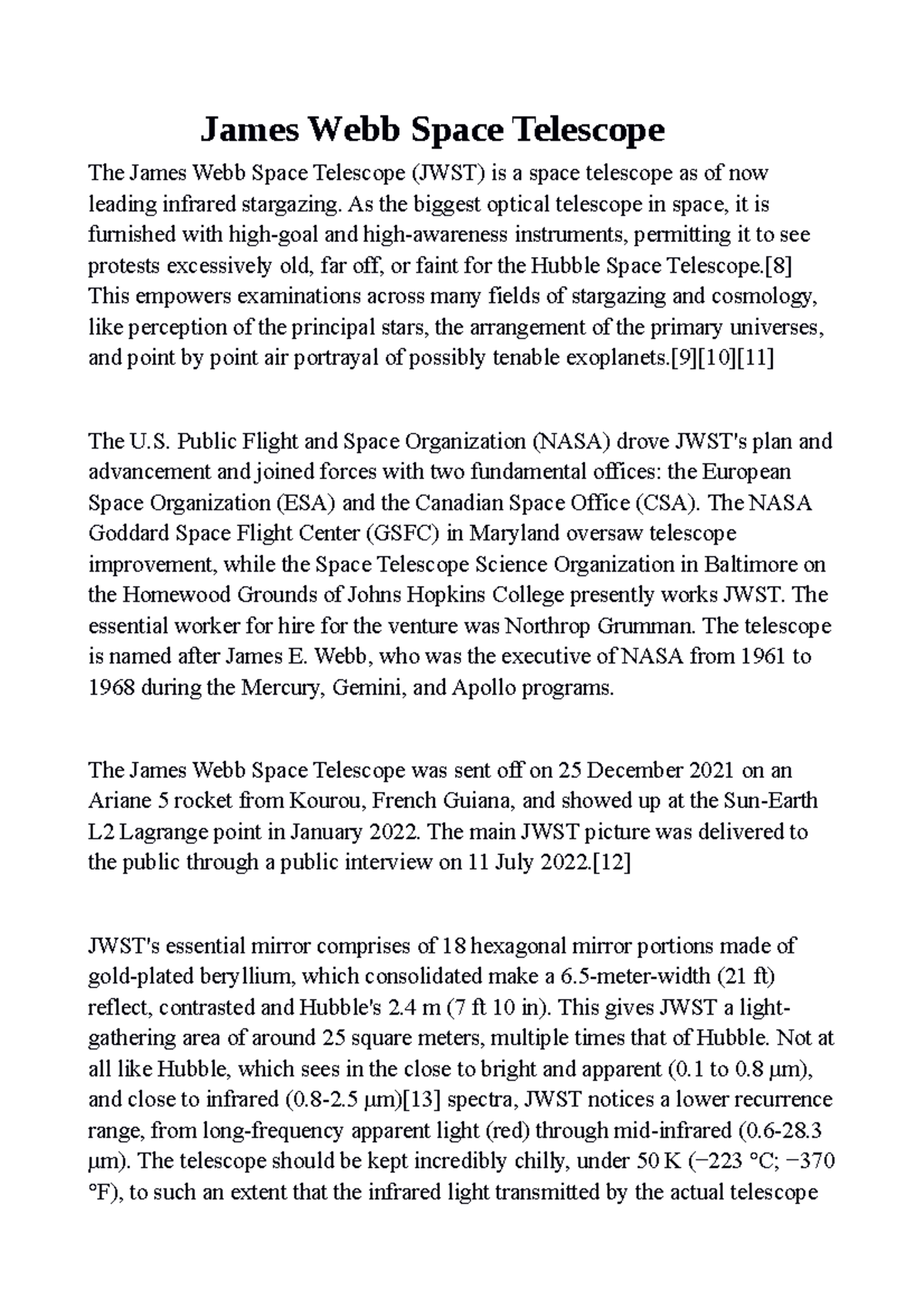 James Webb Space Telescope - As the biggest optical telescope in space ...