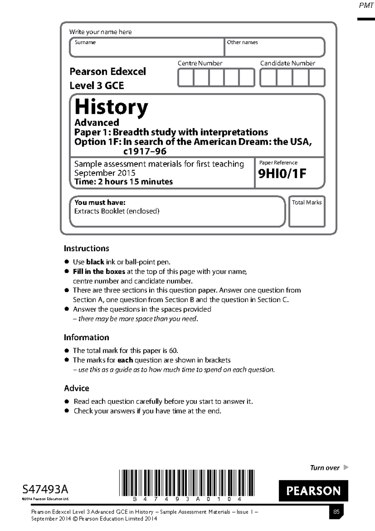 Specimen Question Paper History A-level Paper One Past paper practise ...