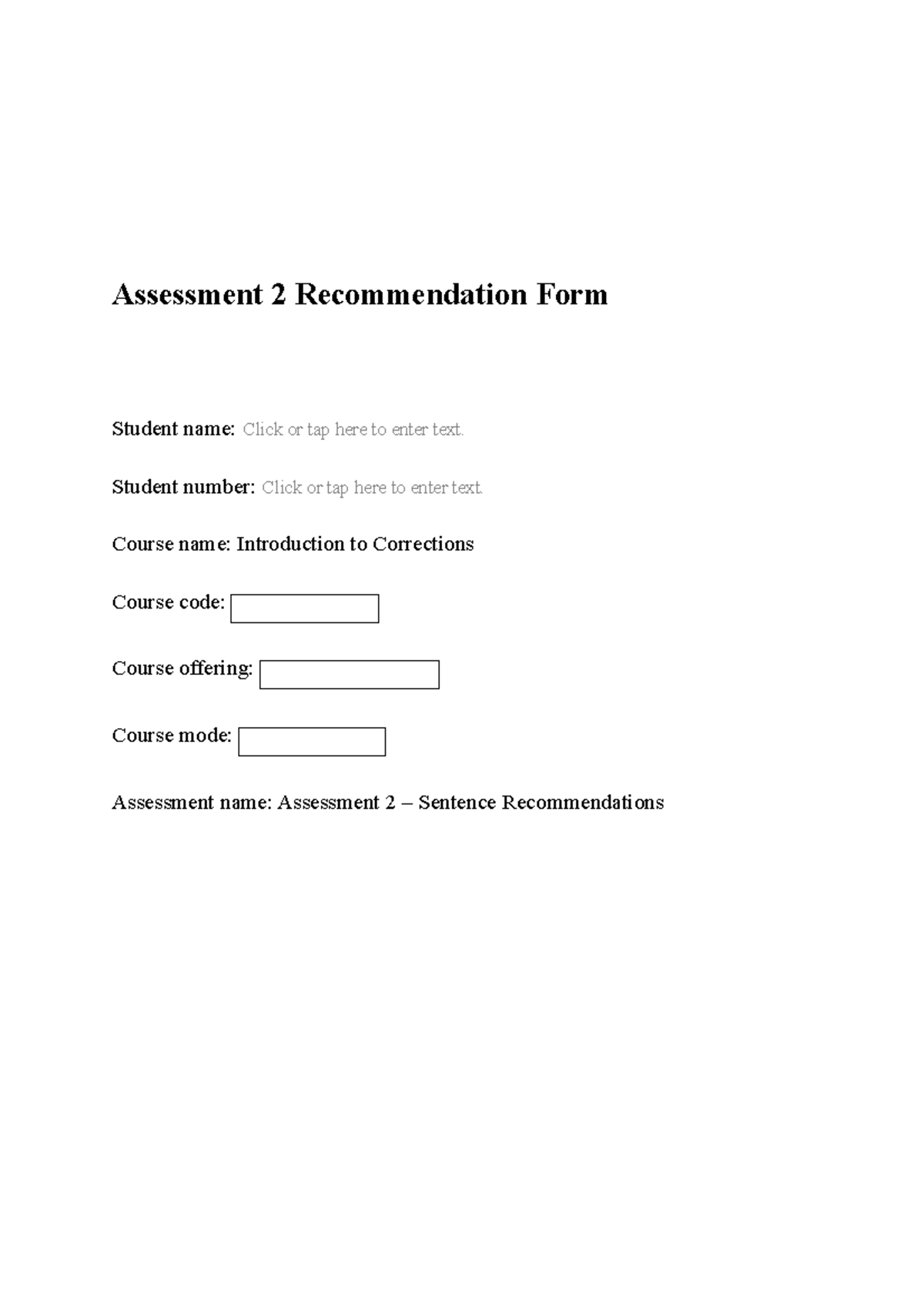 Assessment 2: Sentence Recommendations - Case 1, 2 and 3 - Assessment 2 ...