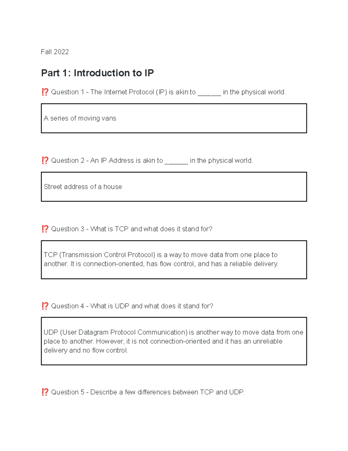 A01 part 1 - A01 part 1 - Fall 2022 Part 1: Introduction to IP ...