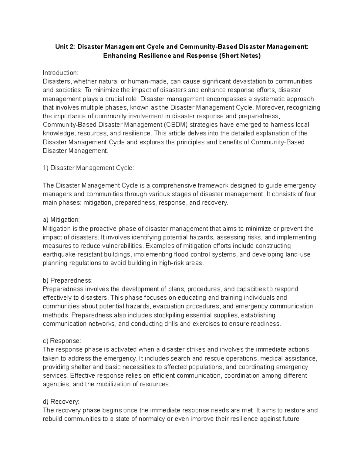 Unit-2 Diaster Management - GE - GEOGRAPHY (Diaster Management) - Delhi ...