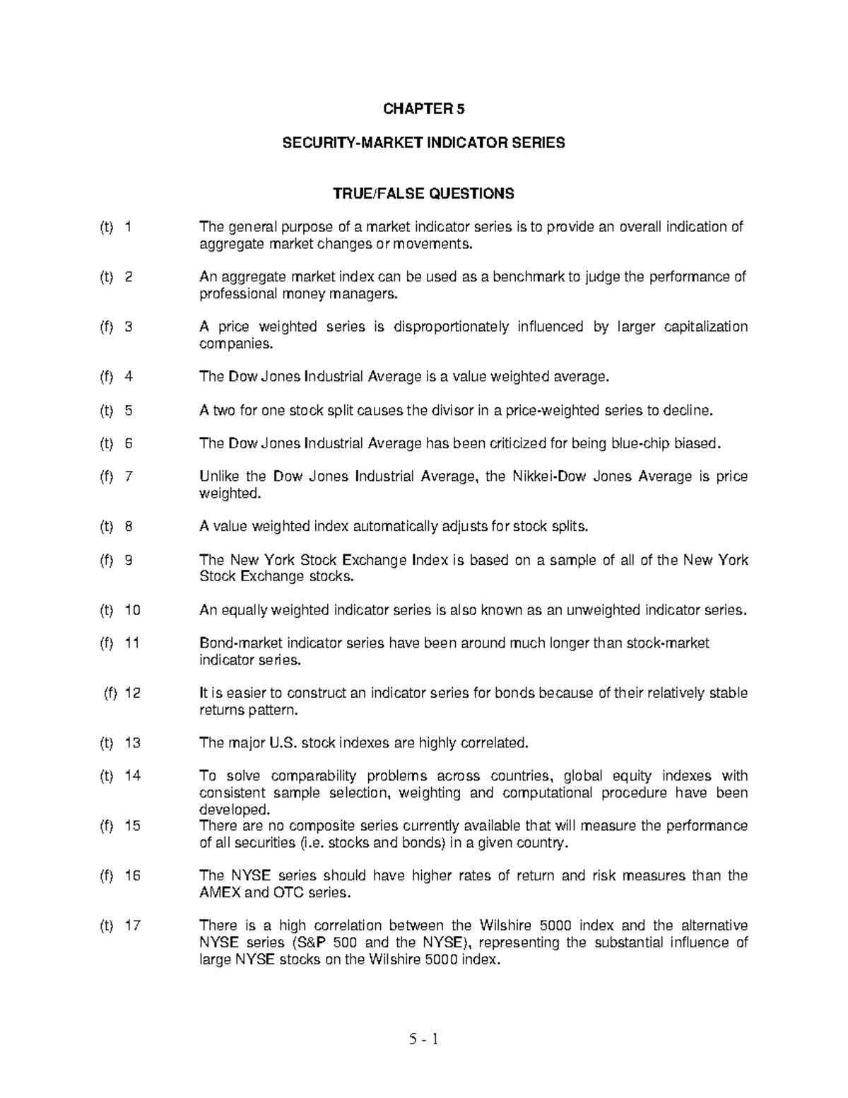 Chapter 5 Security Market Indicator SERI - CHAPTER 5 SECURITY-MARKET ...