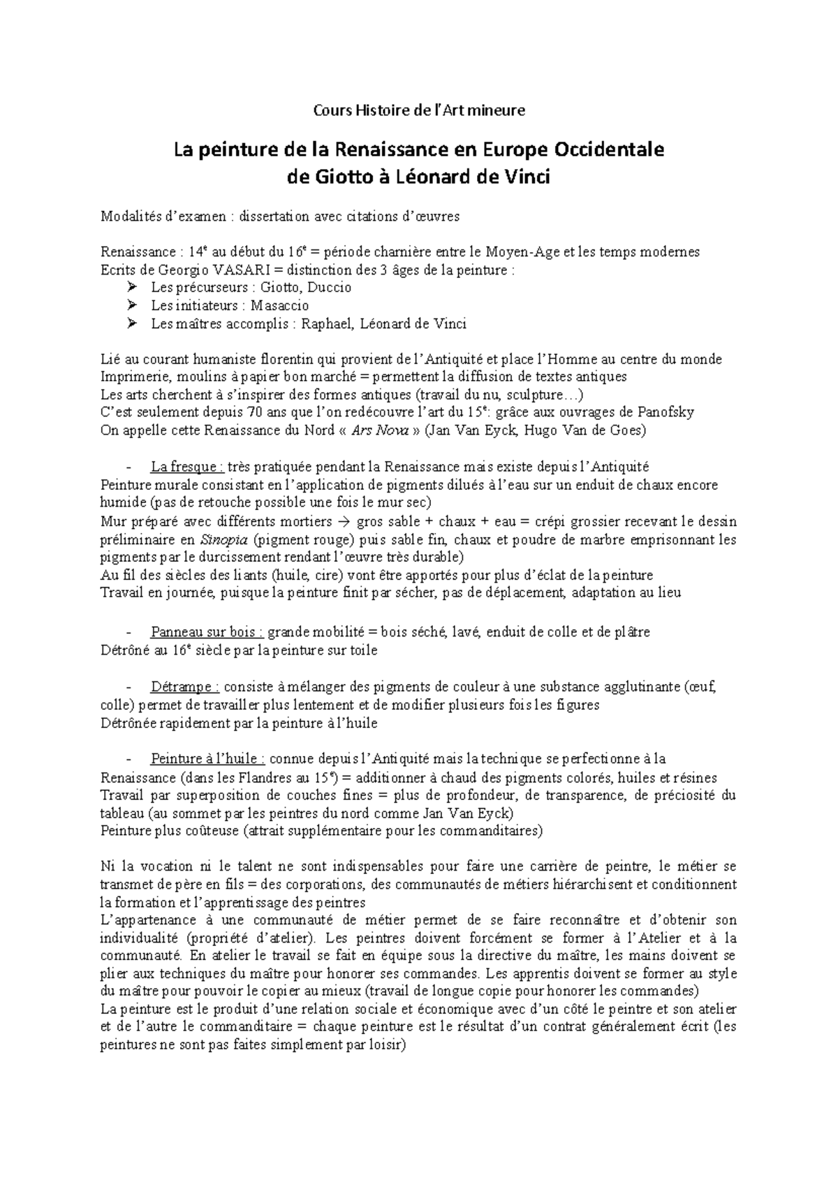 HDA - Intro à la Renaissance du XVe - Warning: TT: undefined function: 32 Cours Histoire de l ...