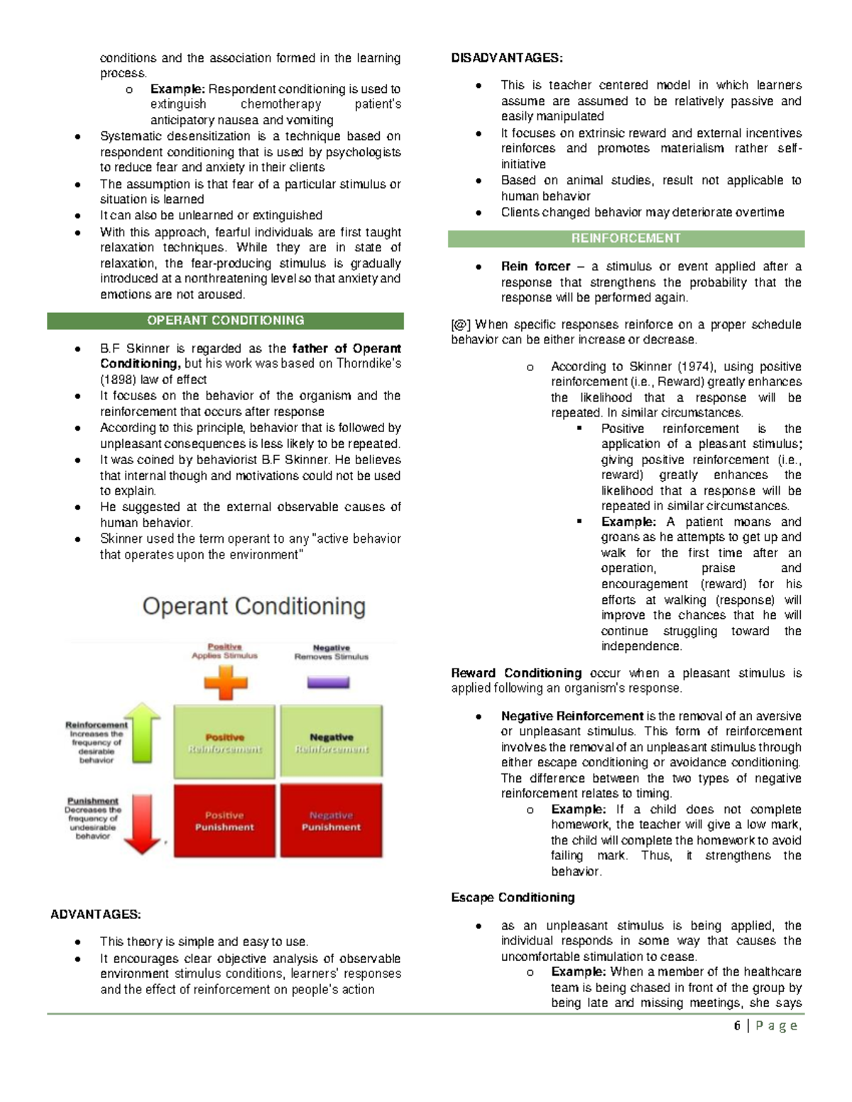 Operant Conditioning - 6 | P a g e conditions and the association ...