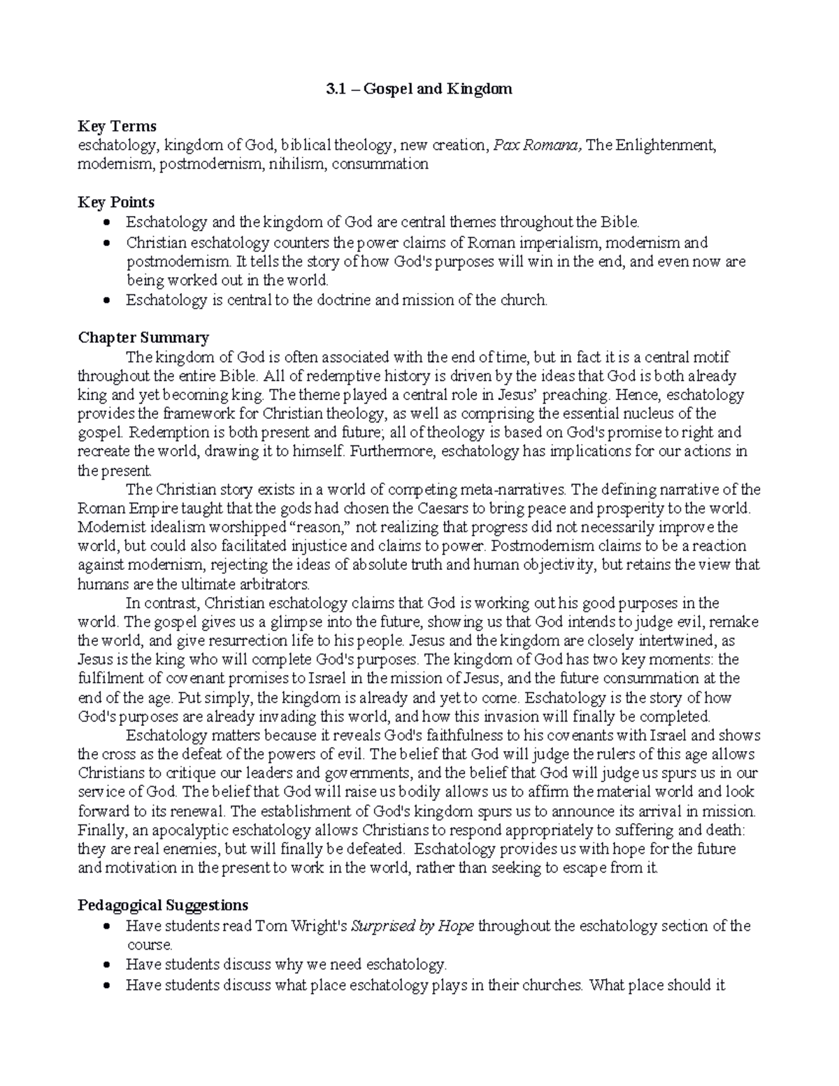 Kingdom - An introduction to the study of theology notes for students ...