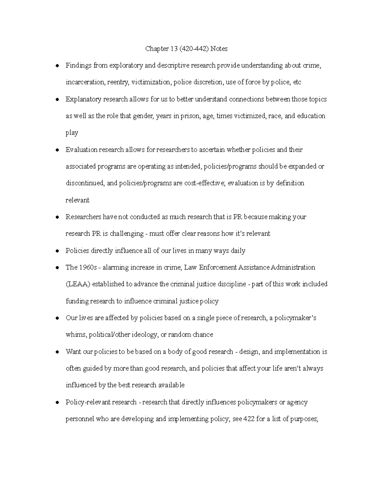 CRM 220 - Week 13 Notes - Dr. Wachholz - Chapter 13 (420-442) Notes ...