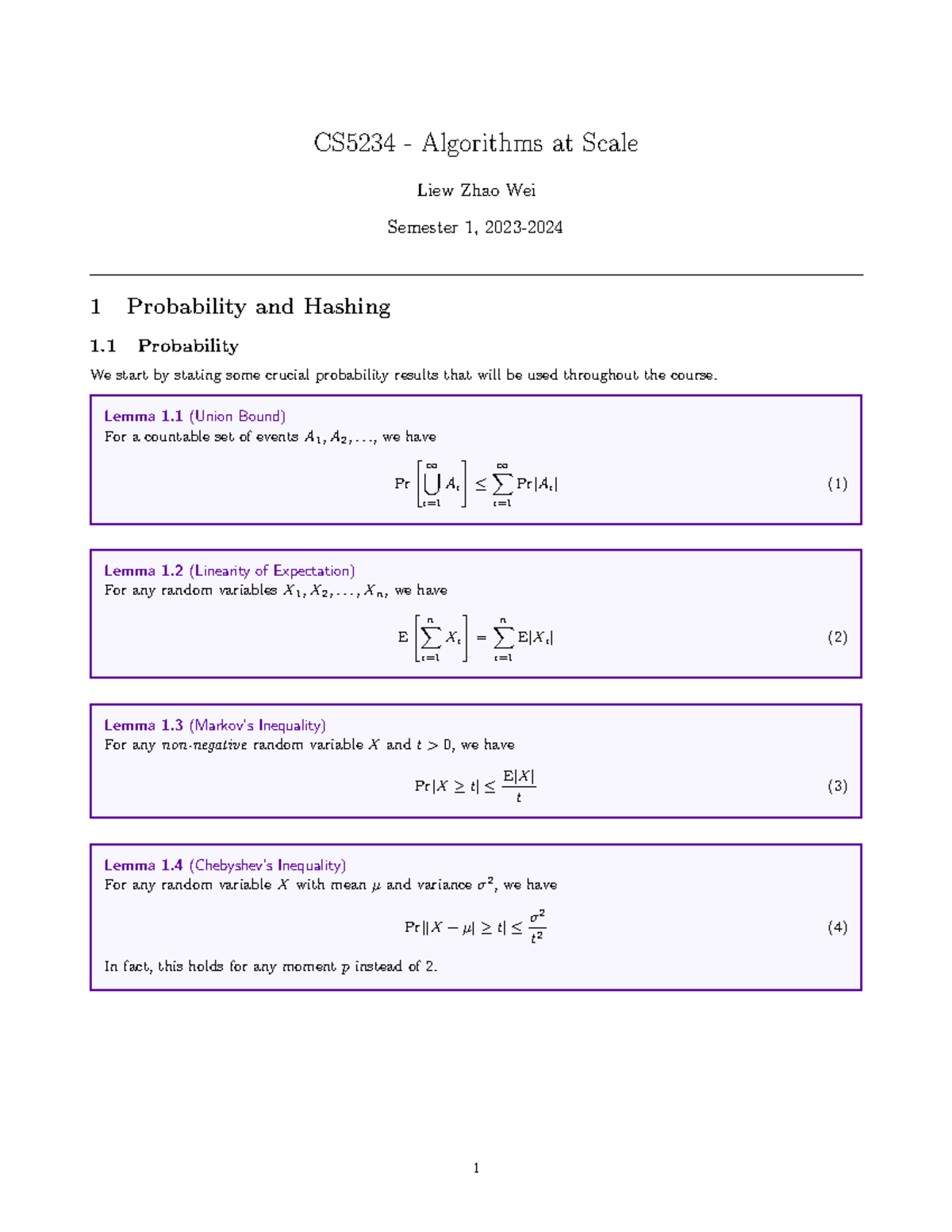 CS5234 Summary Notes - CS5234 - Algorithms at Scale Liew Zhao Wei ...