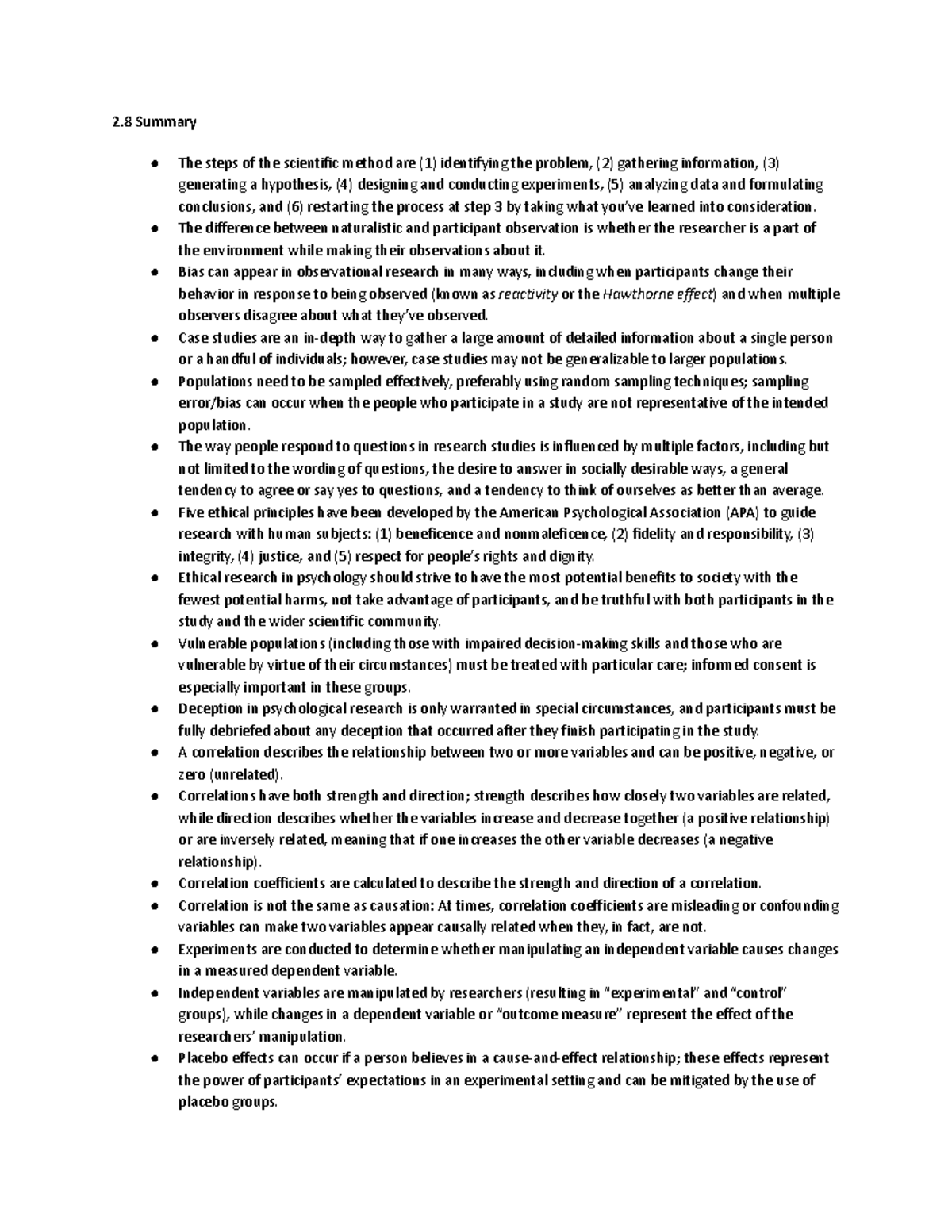 Quiz One Notes Summary from Tophat for Quiz 1 - PSY1101 - uOttawa - Studocu