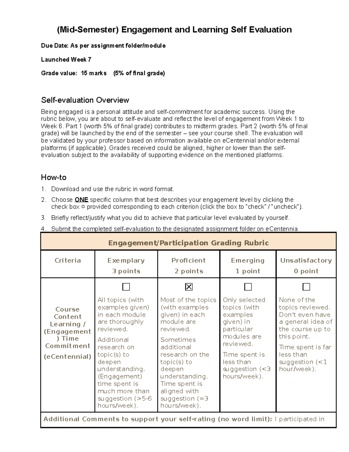 Engagement and Learning Self Evaluation - (Midterm) Summer 2021 - HTAP ...