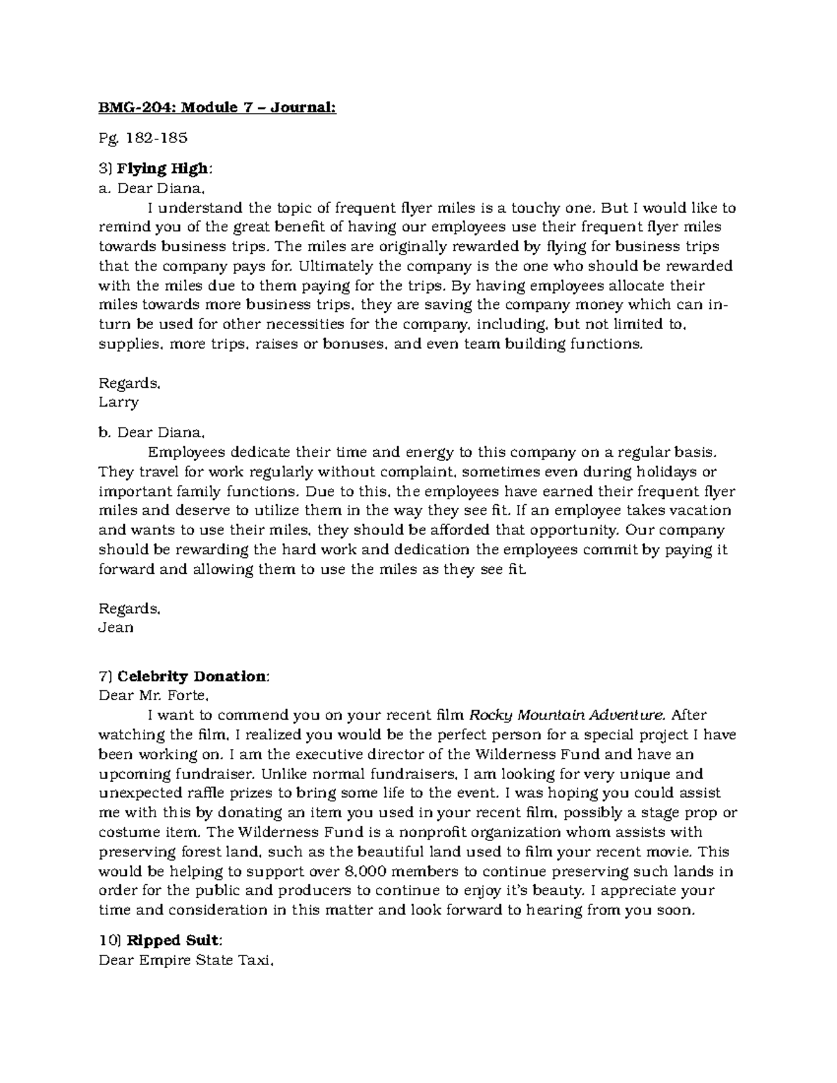 Module 7 - Journal (BMG 204) - BMG-204: Module 7 – Journal: Pg. 182 ...