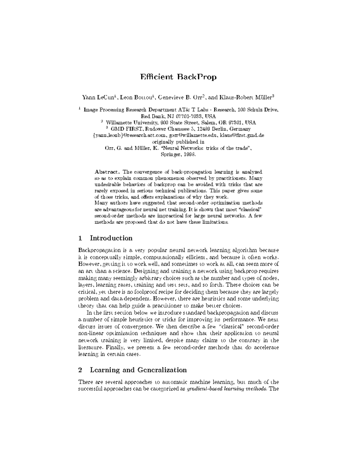 Summary - Efficient backprop - ! - Studocu