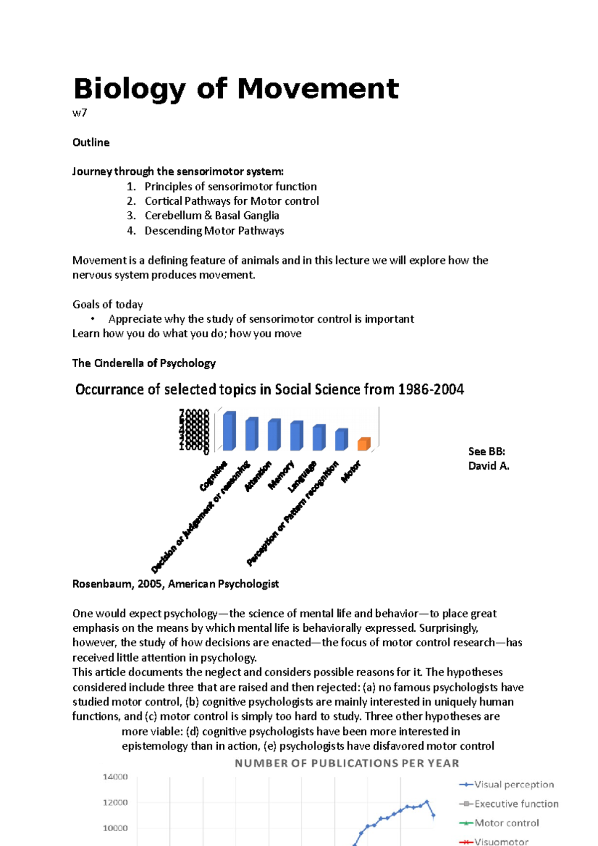Biology of Movement - Lecture notes 1 - Biology of Movement w Outline ...