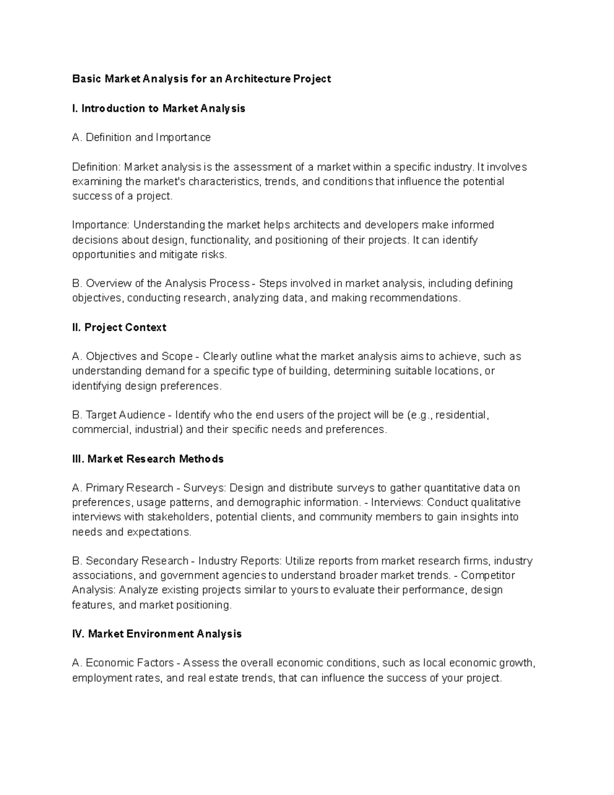 Basic Market Analysis for an Architecture Project - Introduction to ...