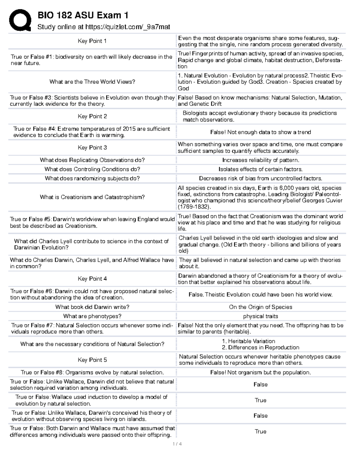 BIO 1 Exam - Quizlet - Study online at quizlet/_9a7mat Key Point 1 Even ...