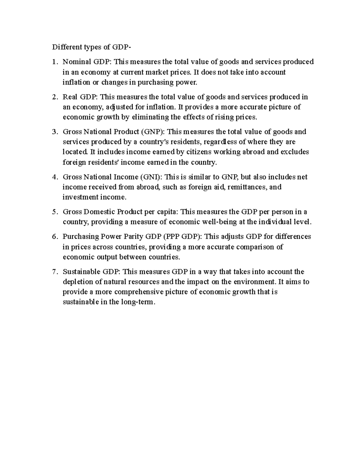 GDP - different type of gdp - Different types of GDP- Nominal GDP: This ...