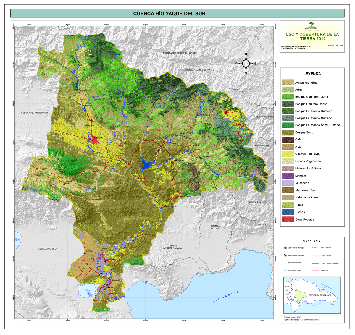 Yaque del Sur Uso y Cobertura 2012 - R í o M ijo Rí o De l Me di o Río ...