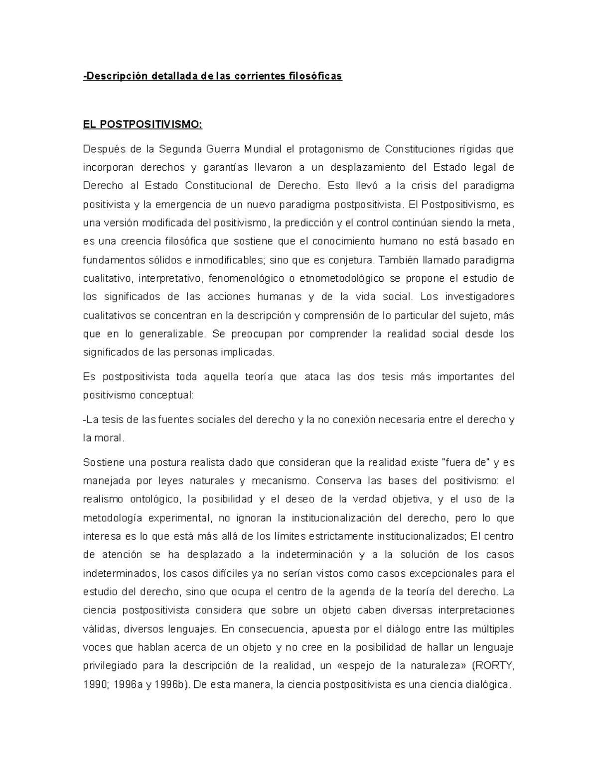 Corrientes filosóficas Parte Post Positivismo -Descripción detallada de ...