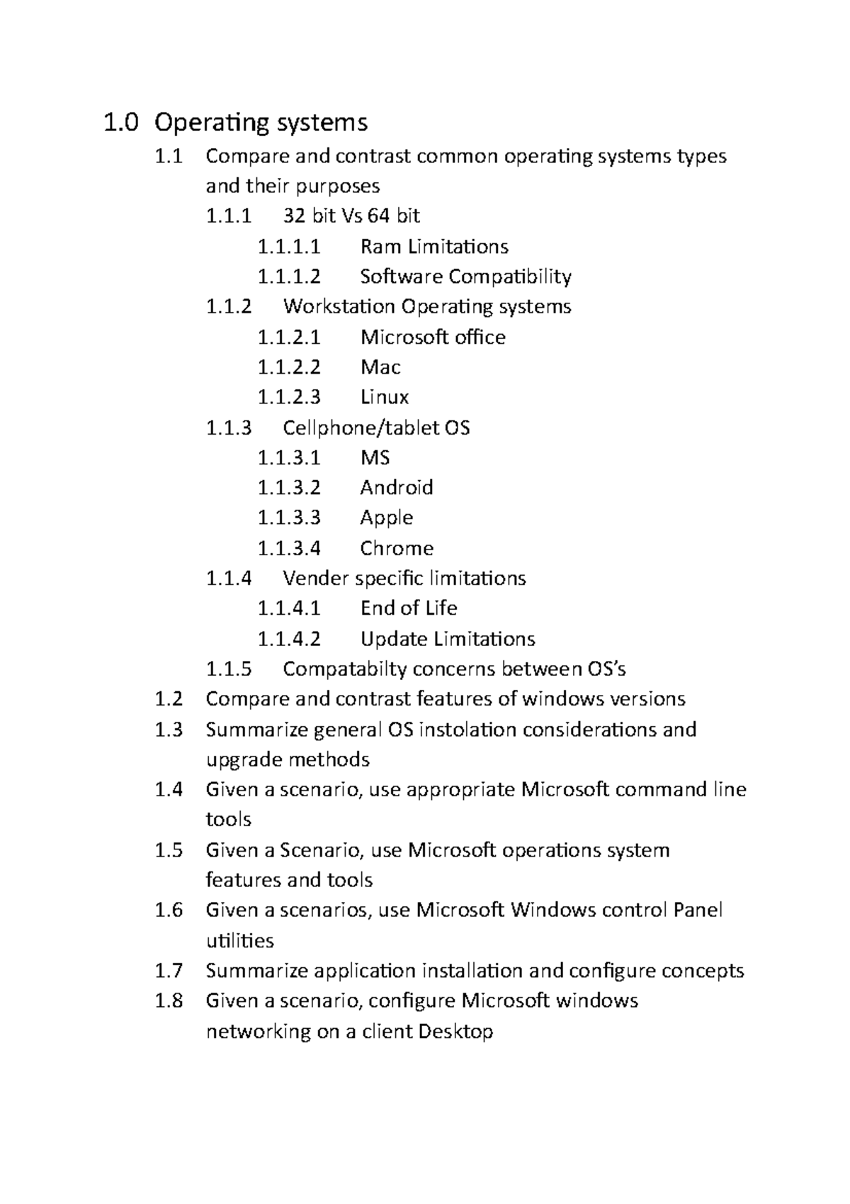 Comptia a+ 202 1002 course notes for complete course - 1 Operating ...