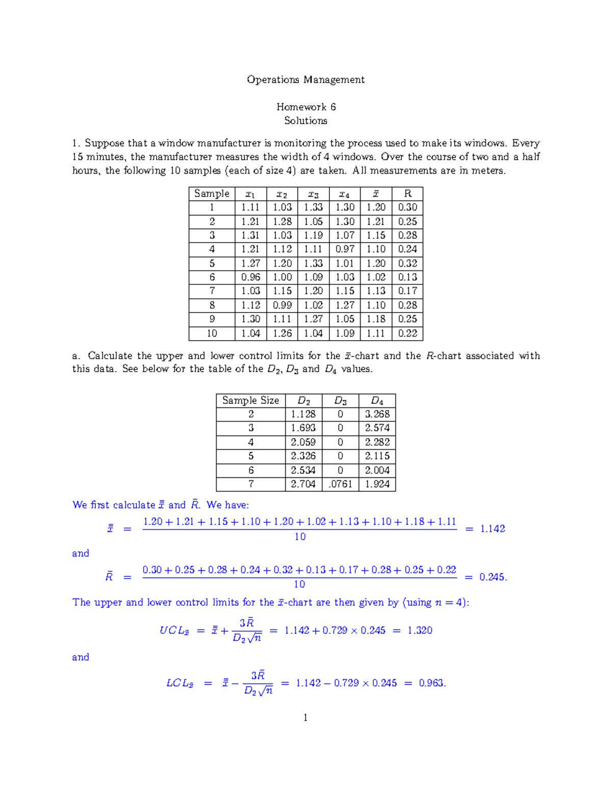 Hw5 Solution Operations Management Homework 6 Solutions Suppose That A Window Manufacturer Is