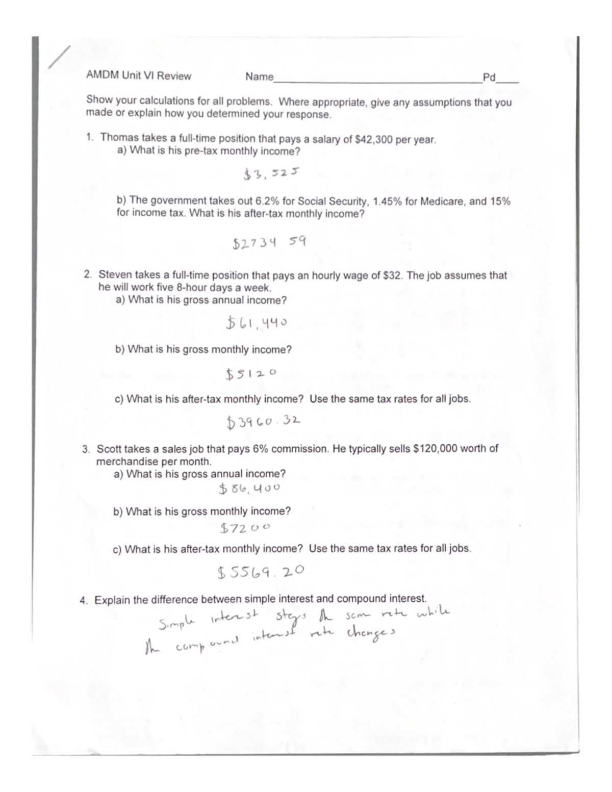 AMDM Income and Interest Notes - Studocu