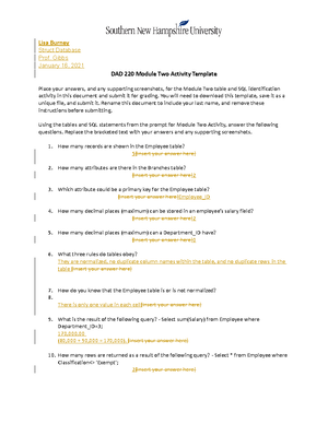 3-3 Major Activity Create a Database - Lisa Burney Intro to Struct ...