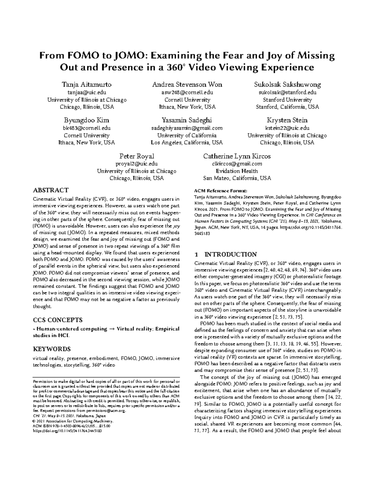 From FOMO to JOMO Examining the Fear and - However, as users watch one ...