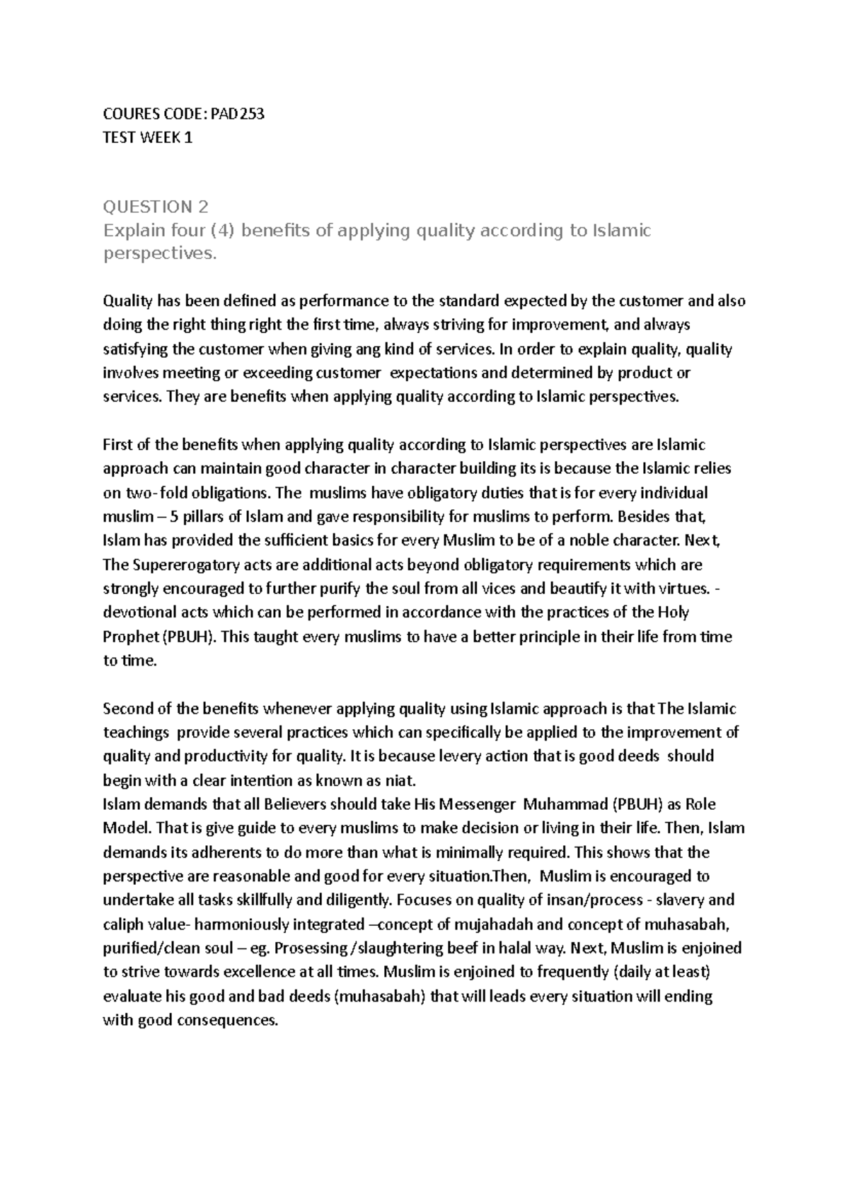 Test Week 1 PAD253 copy - Test - COURES CODE: PAD TEST WEEK 1 QUESTION ...