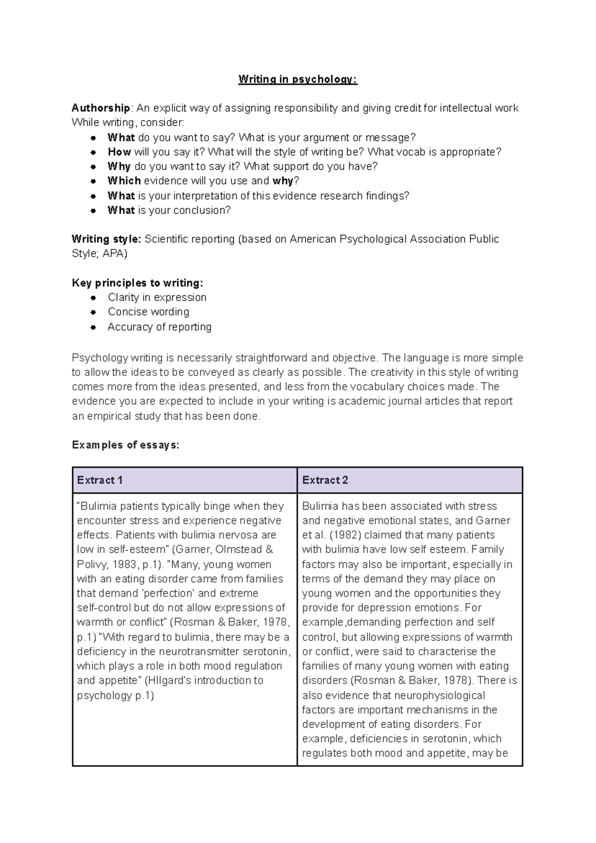 Writing in psychology - Google Docs - Writing in psychology: Authorship ...