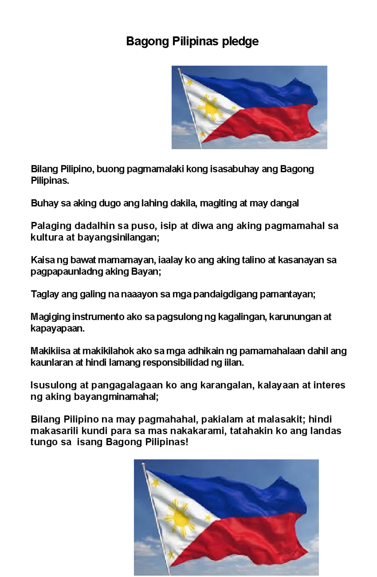 Bagong Pilipinas pledge - Bagong Pilipinas pledge Bilang Pilipino ...