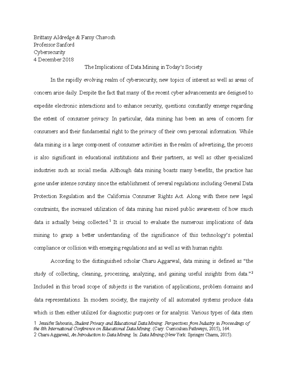 Data Mining Paper - Grade: A - Brittany Aldredge & Famy Chavosh ...