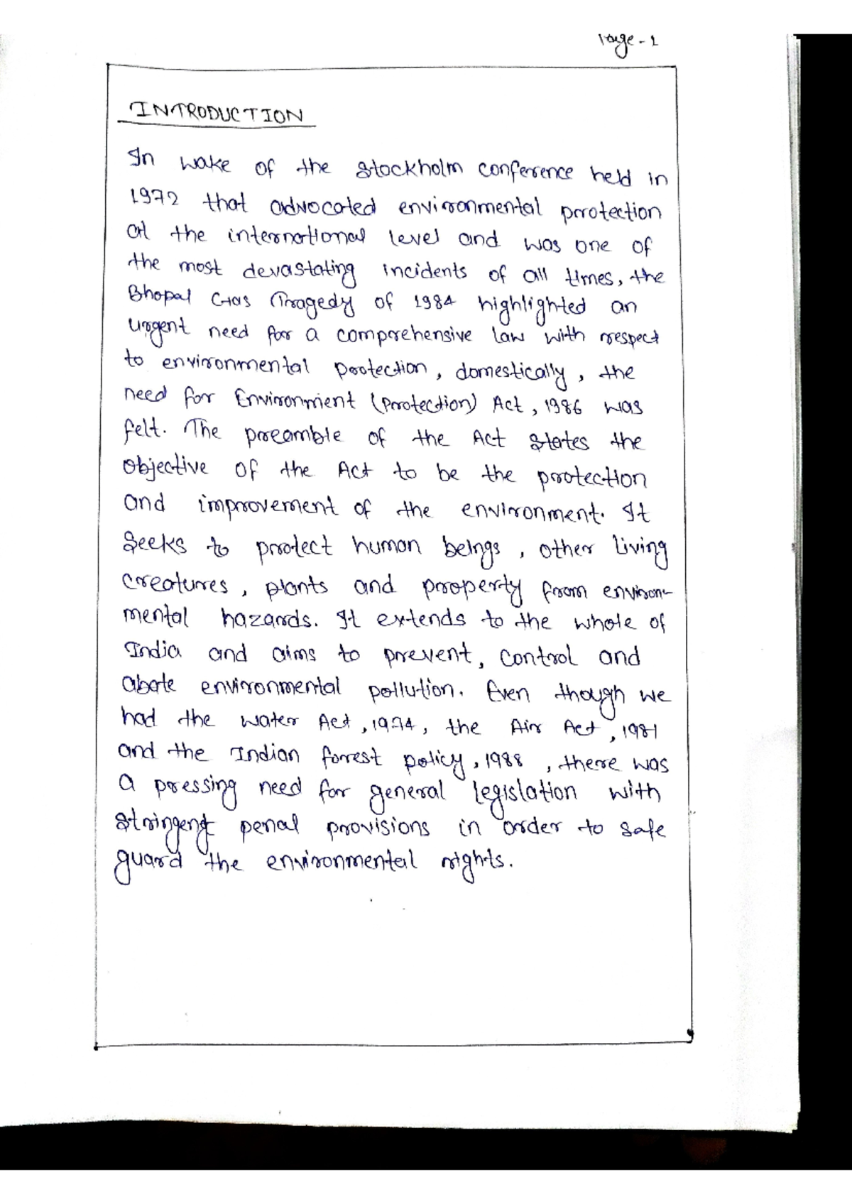 Environmental Assignment - Bachelor of law - Studocu