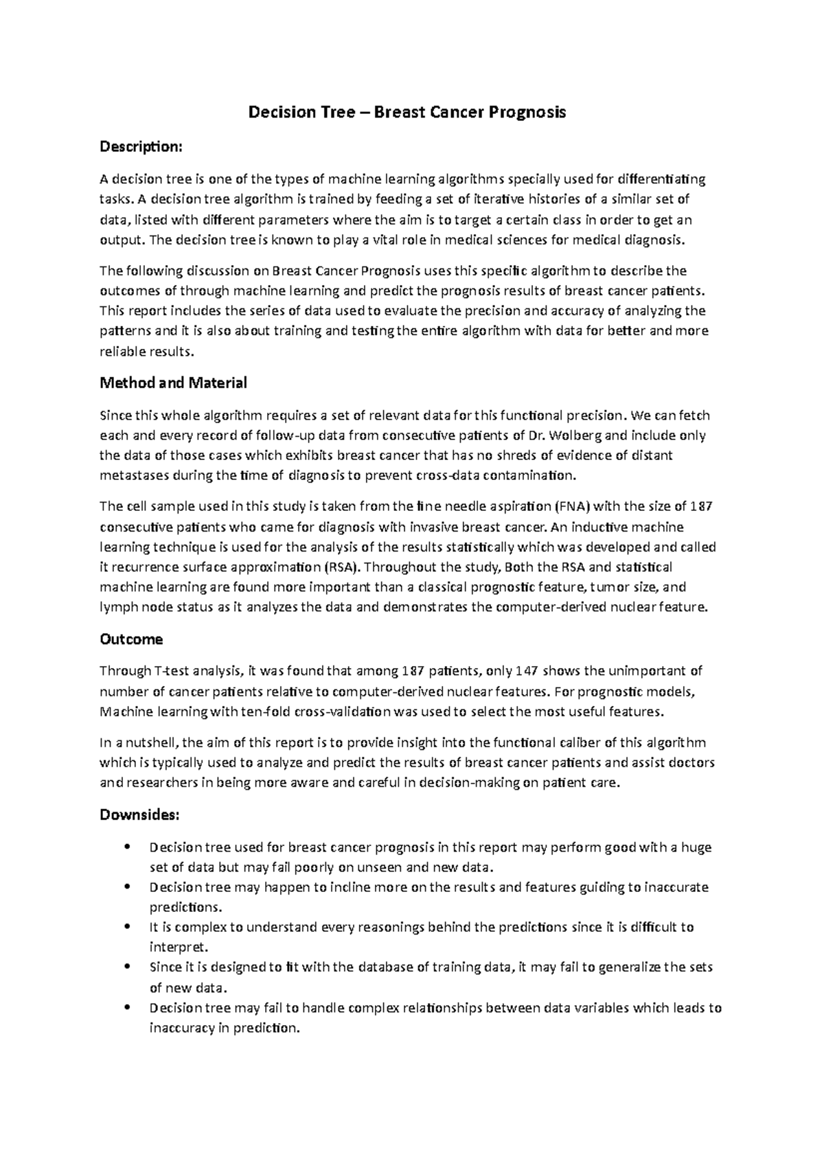 Decision Tree - ITECH5007 - Decision Tree – Breast Cancer Prognosis ...