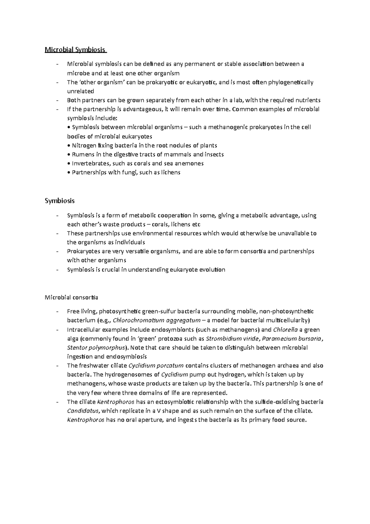 Microbial symbiosis - Lecture notes from the module 'Microbiology ...