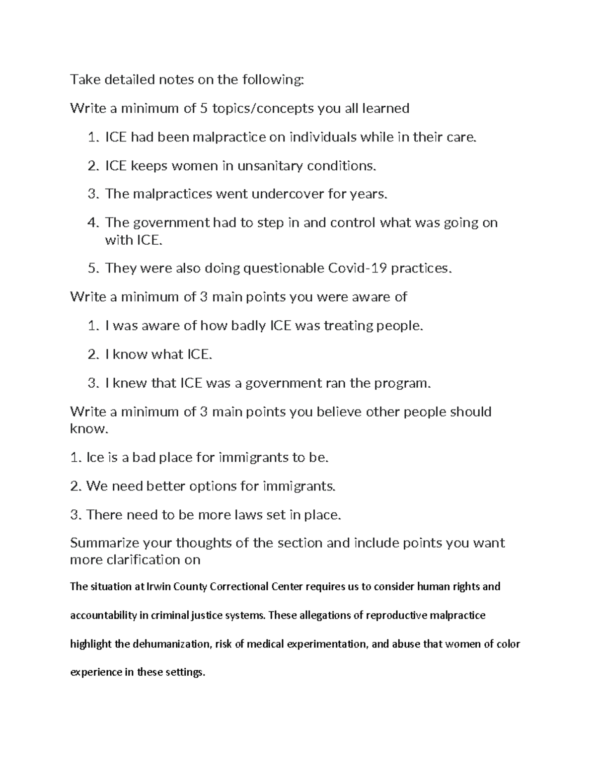 IN Class Week 4 - Coursework - Take detailed notes on the following ...