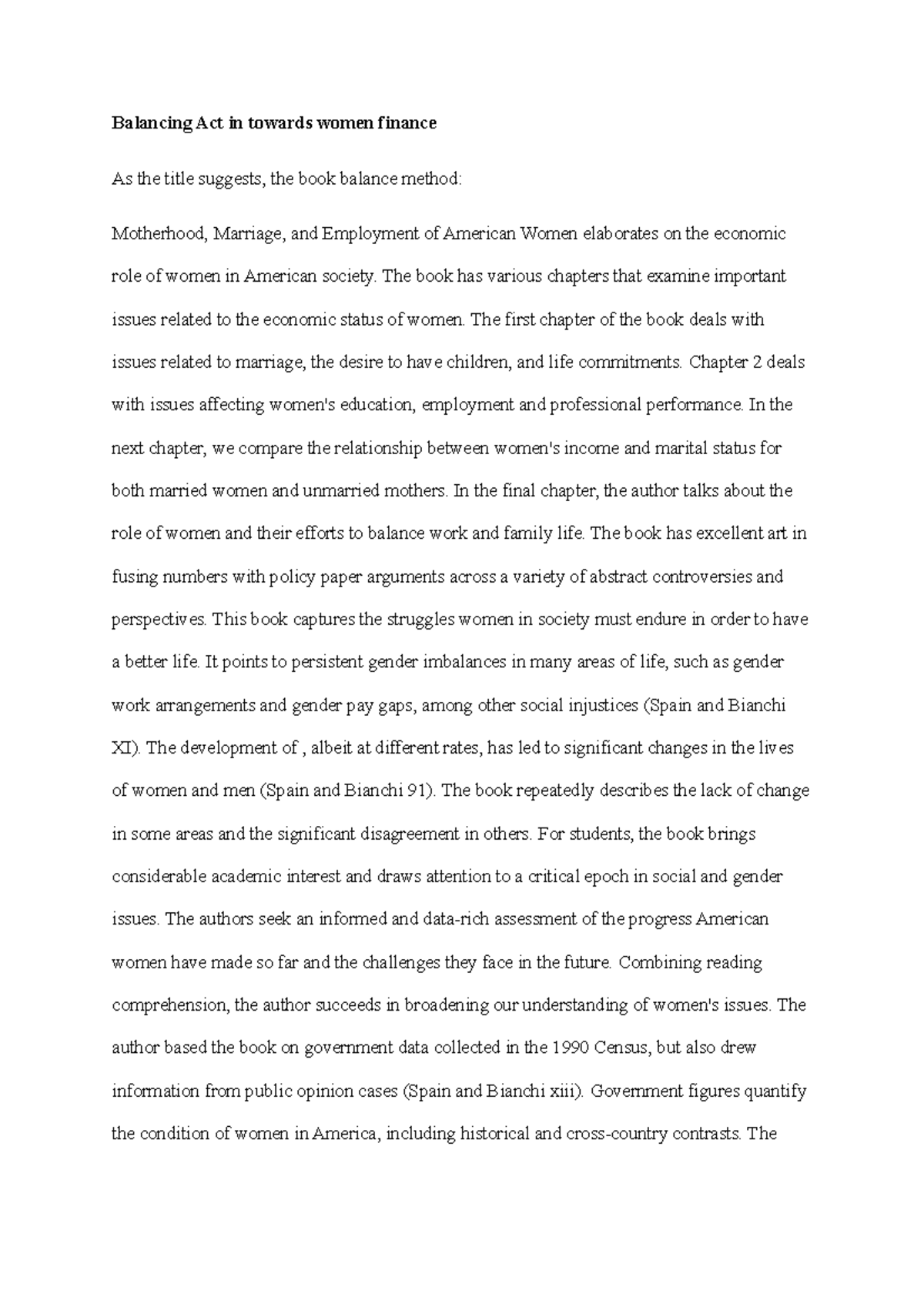 Balancing Act in towards women finance - The book has various chapters ...