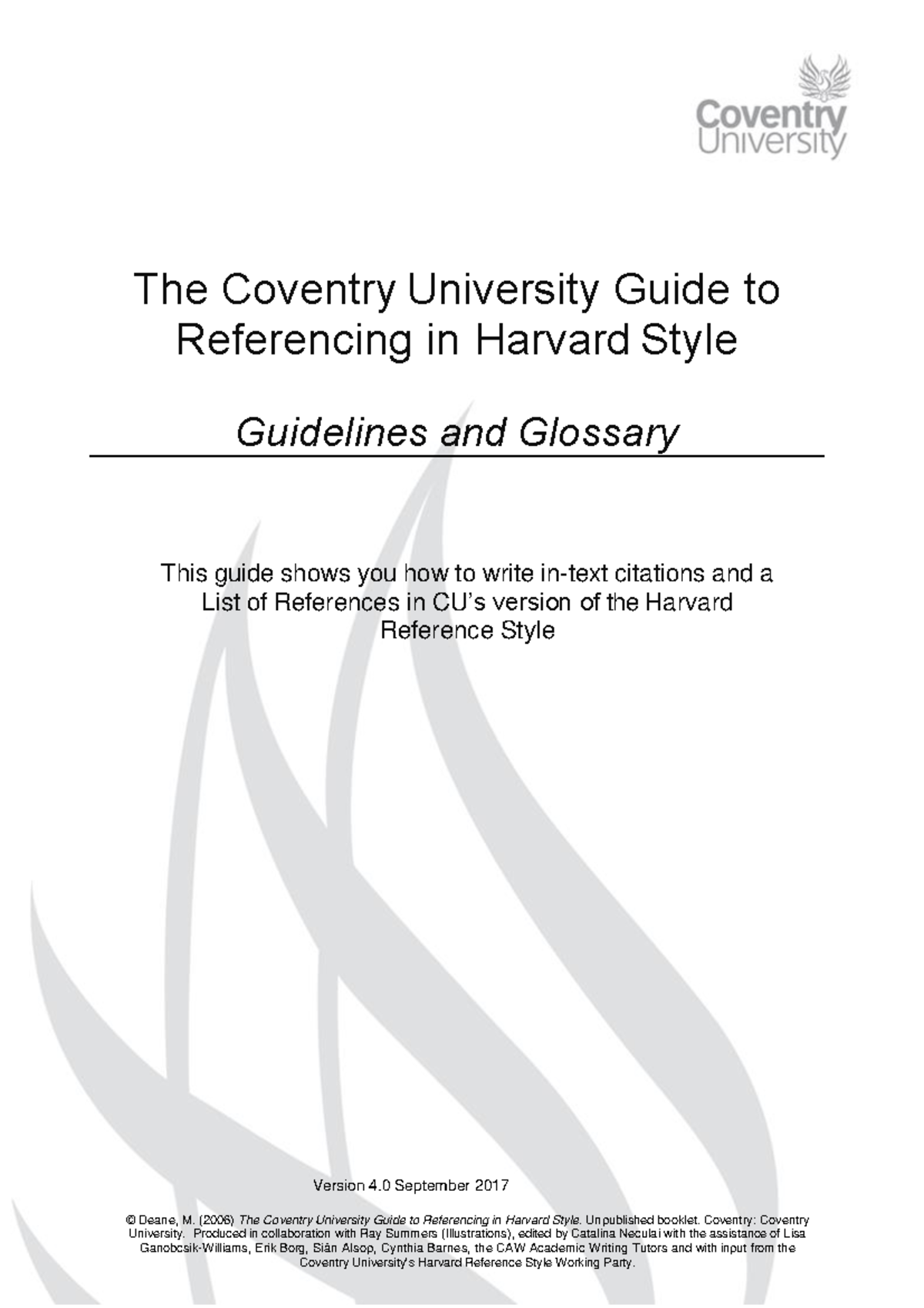 CU Harvard Guide to Referencing in Harvard Style - The Coventry ...
