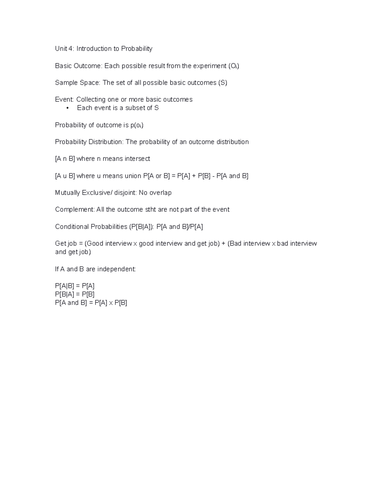 Probability - useful information for studying - Unit 4: Introduction to ...