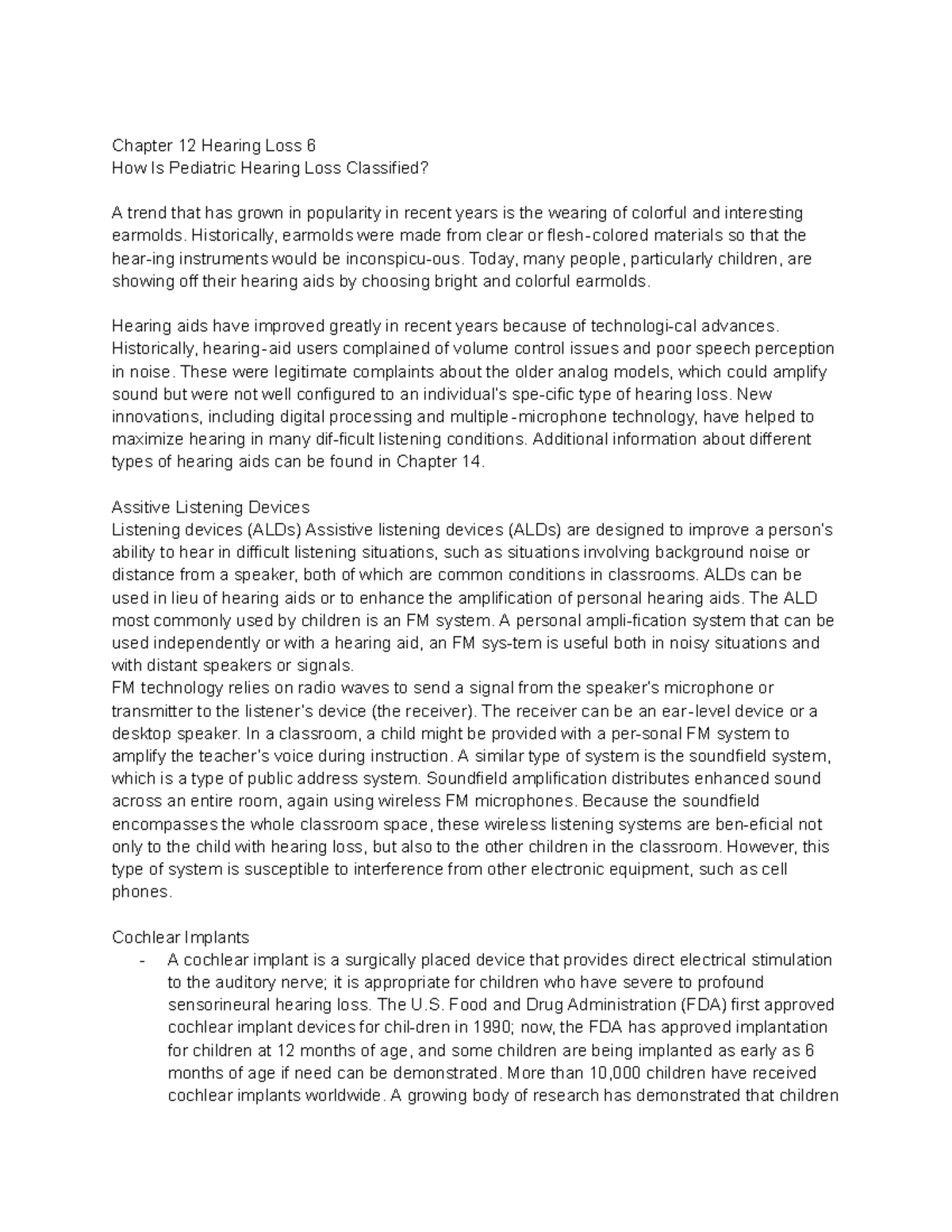 Chapter 12 Hearing Loss 6 - Chapter 12 Hearing Loss 6 How Is Pediatric ...