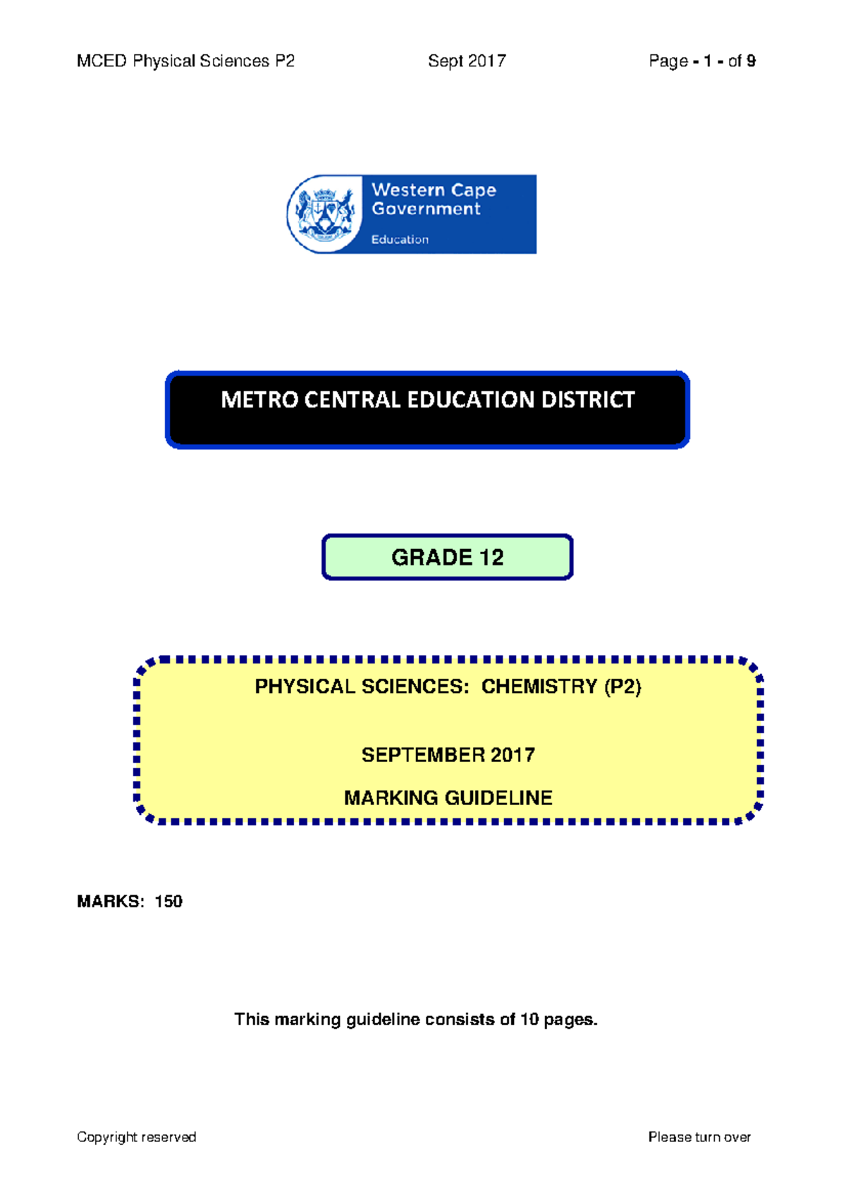 2017 WC MCED Sept PS G12 P2 Memo - MCED Physical Sciences P2 Sept 2017 ...