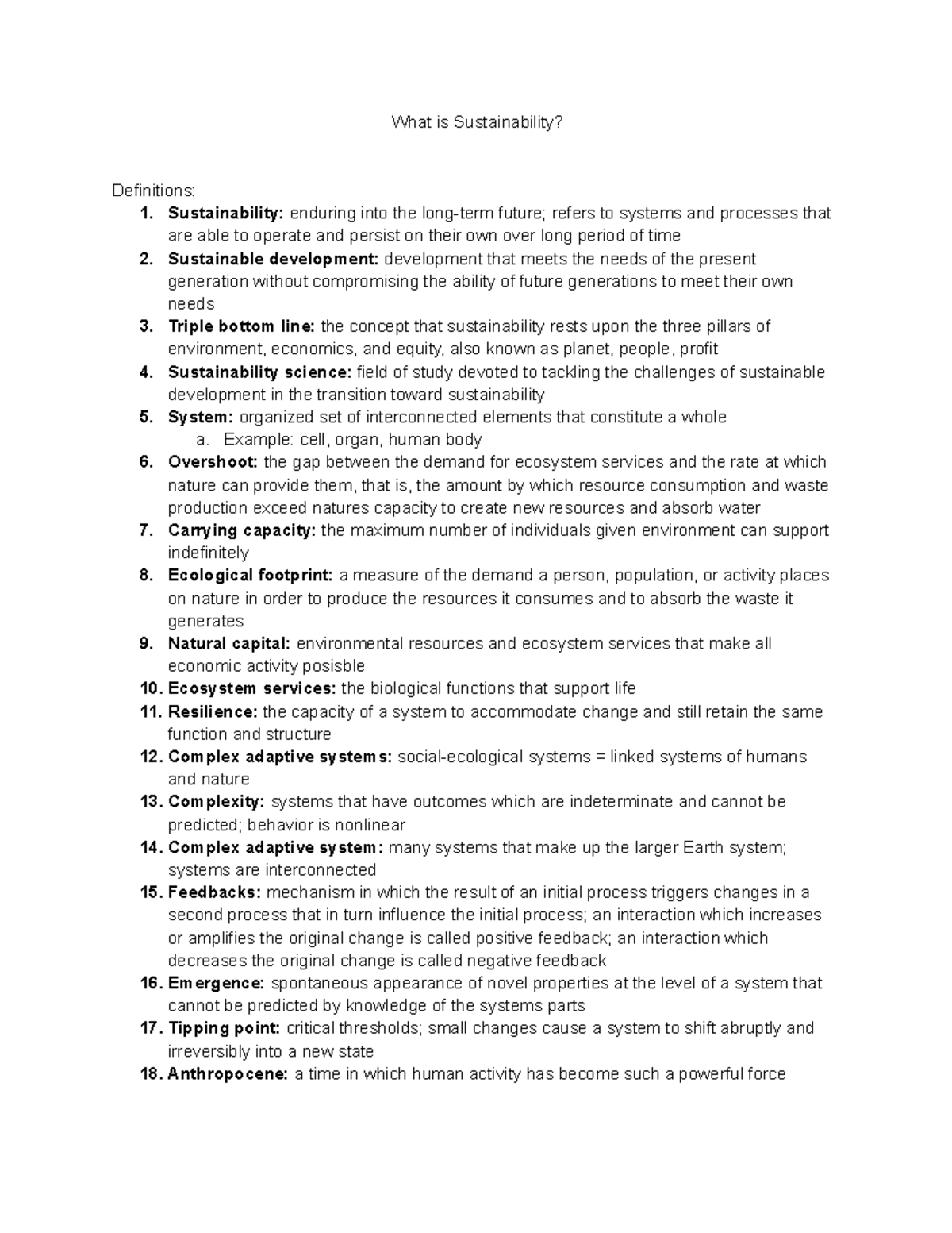What is Sustanibility notes - What is Sustainability? Definitions: 1 ...