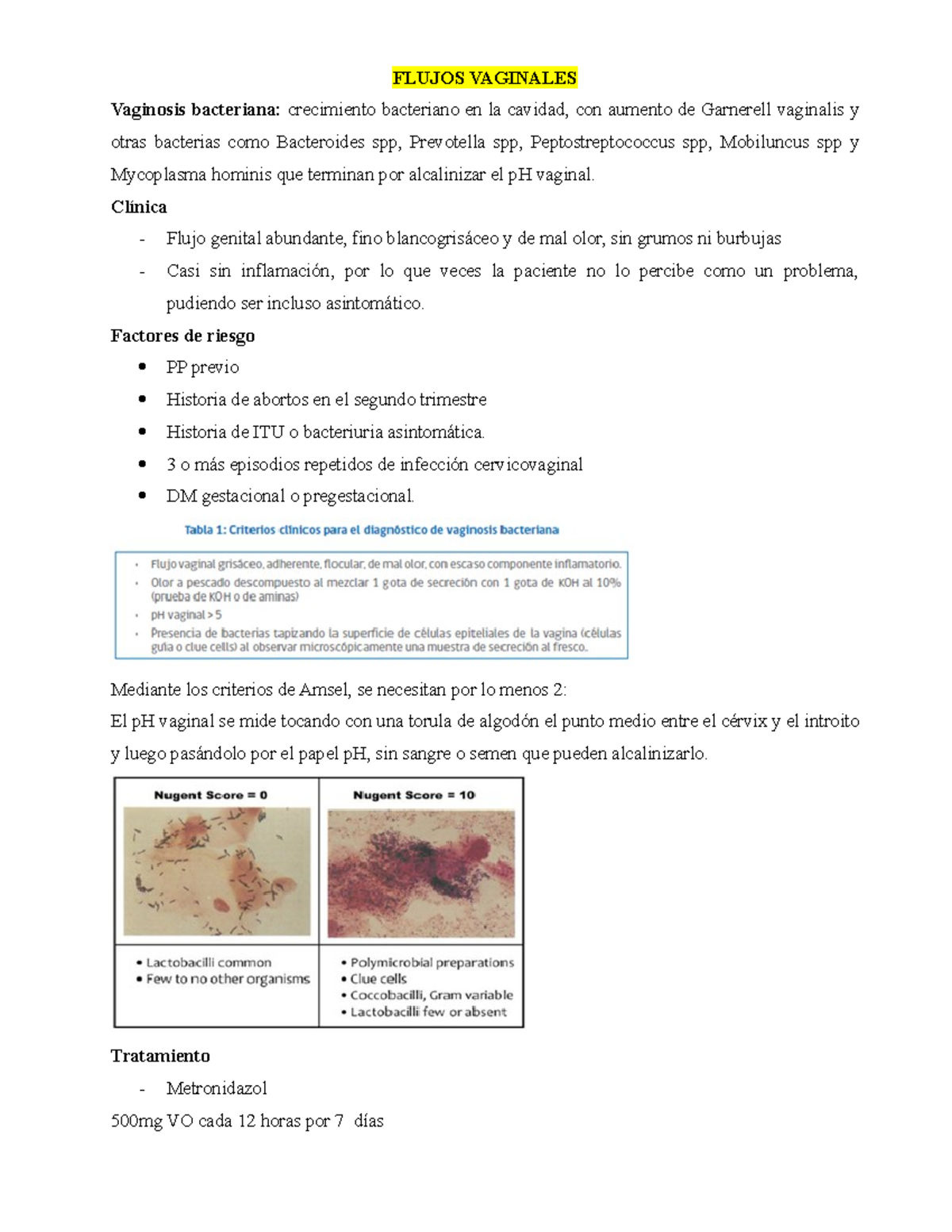 1- Flujos Vaginales - Apuntes 1 - FLUJOS VAGINALES Vaginosis bacteriana ...