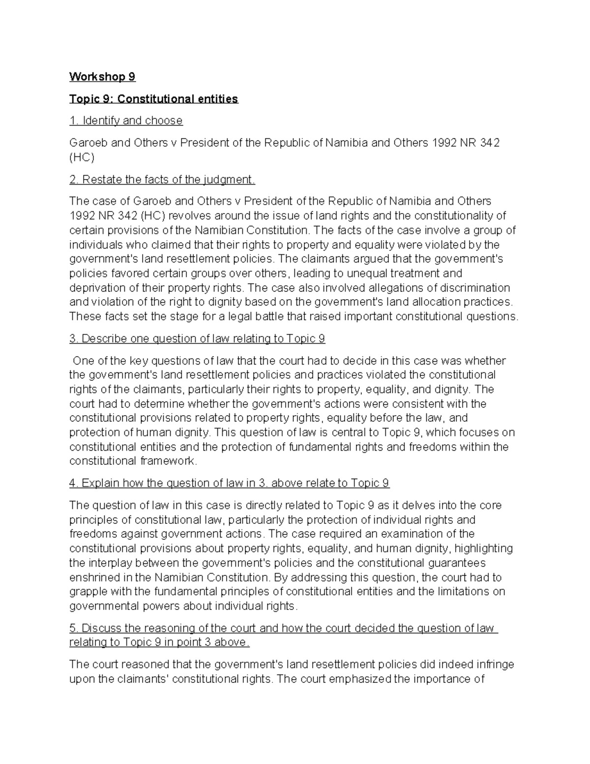 Workshop 9 - Workshop 9 Topic 9: Constitutional entities Identify and ...