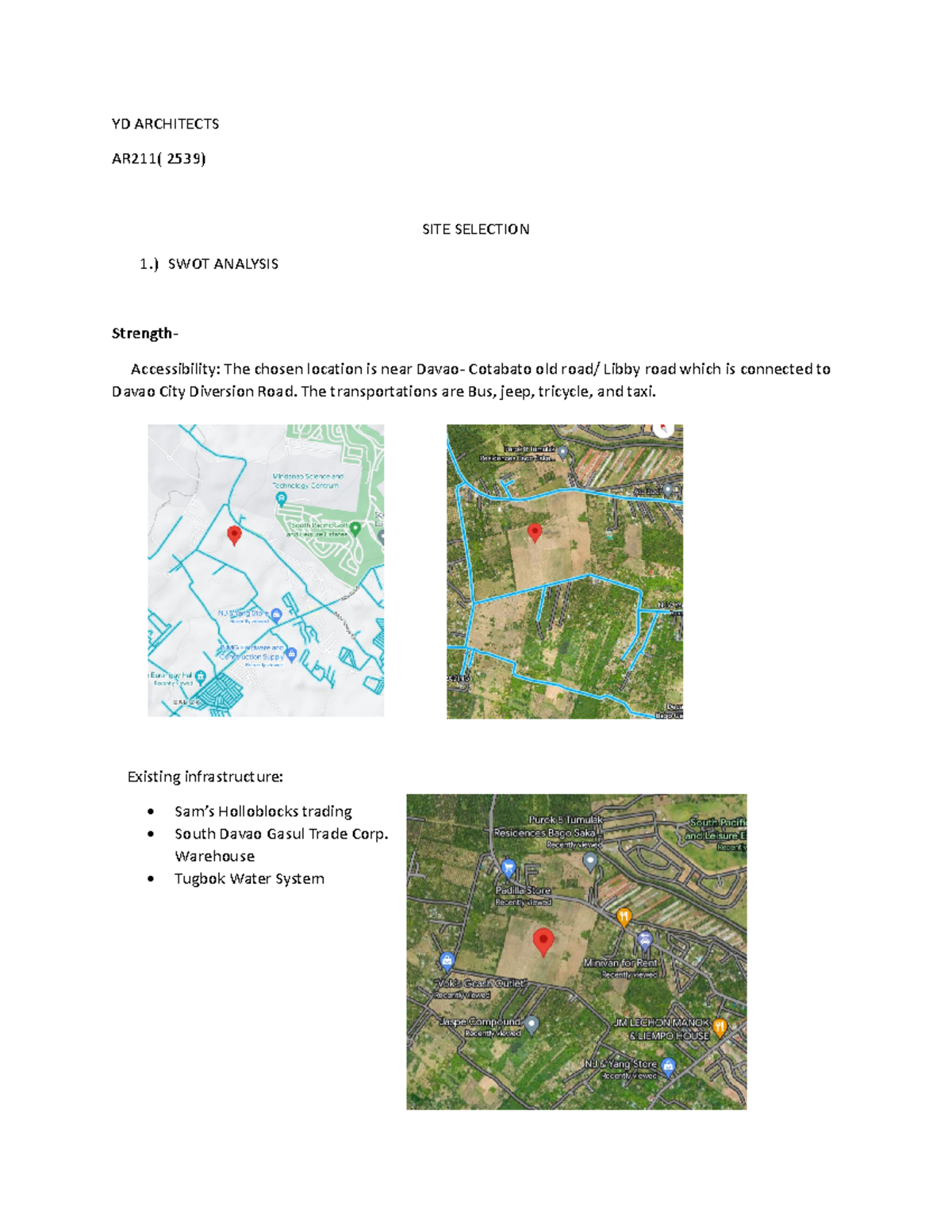 Site selection - essay - YD ARCHITECTS AR211( 2539) SITE SELECTION 1 ...