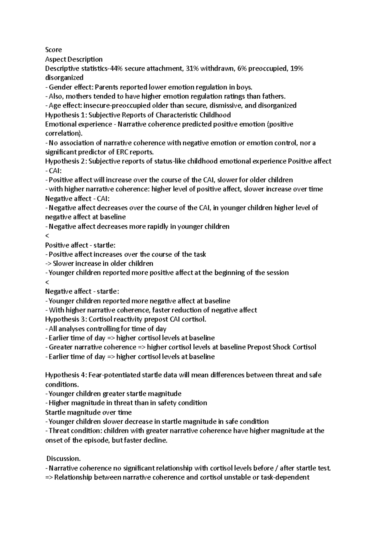 Score - Introduction To Psychology - Score Aspect Description ...