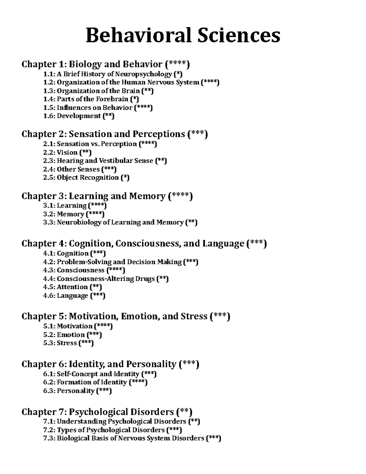 Behavioral Sciences - notes - Behavioral Sciences Chapter 1: Biology ...