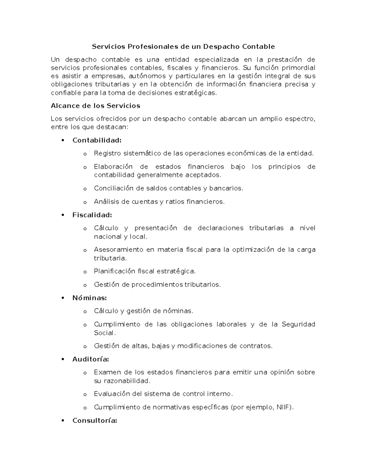 Servicios Profesionales de un Despacho Contable - Su función primordial ...